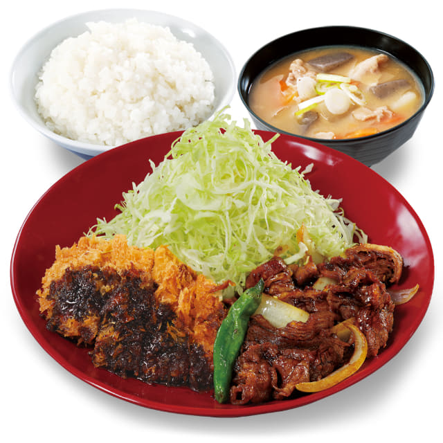 とんかつ専門店「かつや」が、ロースカツとニンニクのきいた牛バラ焼きを合い盛りにした「牛バラ焼きとロースカツの合い盛り」を丼と定食で本日6日 金